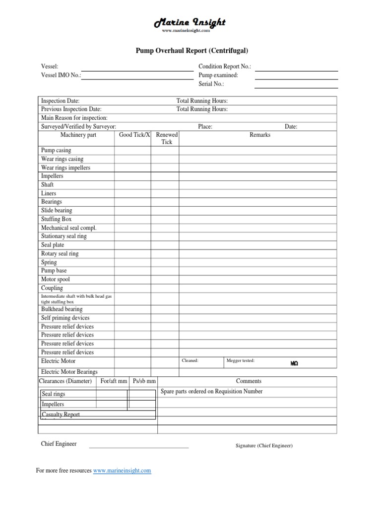 Centrifugal Pump Overhaul Report | PDF