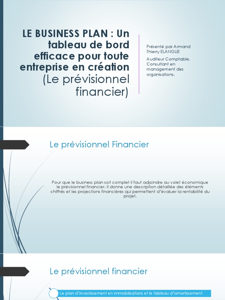 Prévisionnel Financier pour Business Plan | PDF | Ratio financier ...