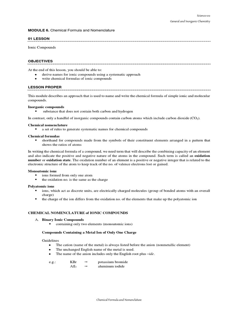 Ionic Compounds: Names and Formulas | PDF | Chemical Compounds | Ion