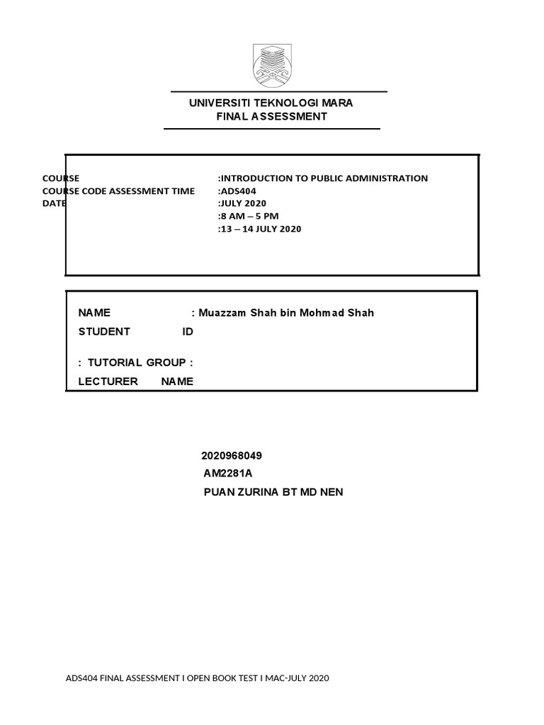 Ads404 Final Assesment | PDF | Strategic Planning | Performance Appraisal