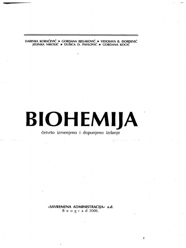 Biohemija - Darinka Koracevic Gordana BJ PDF | PDF