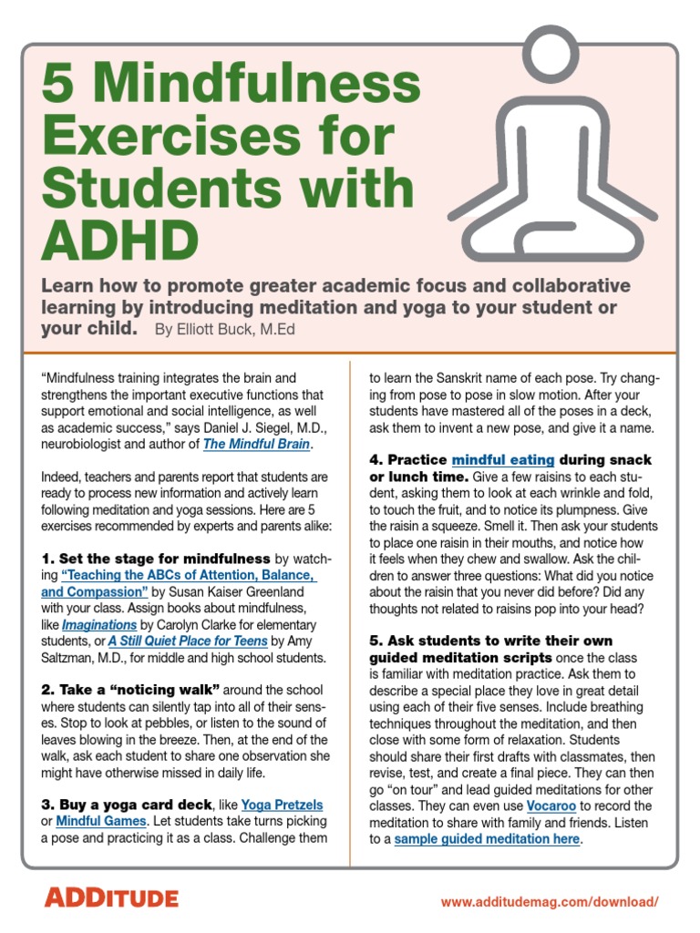 Mindfulness Exercises for ADHD Students | PDF | Mindfulness | Meditation
