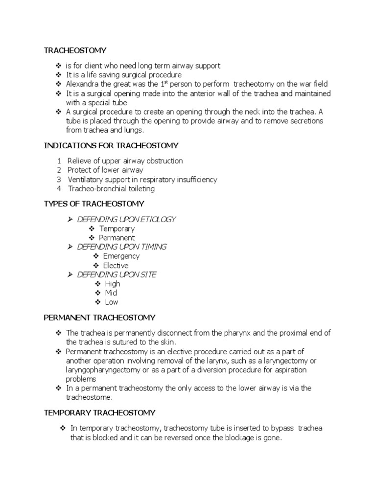 TRACHEOSTOMY | PDF | Respiratory System | Clinical Medicine