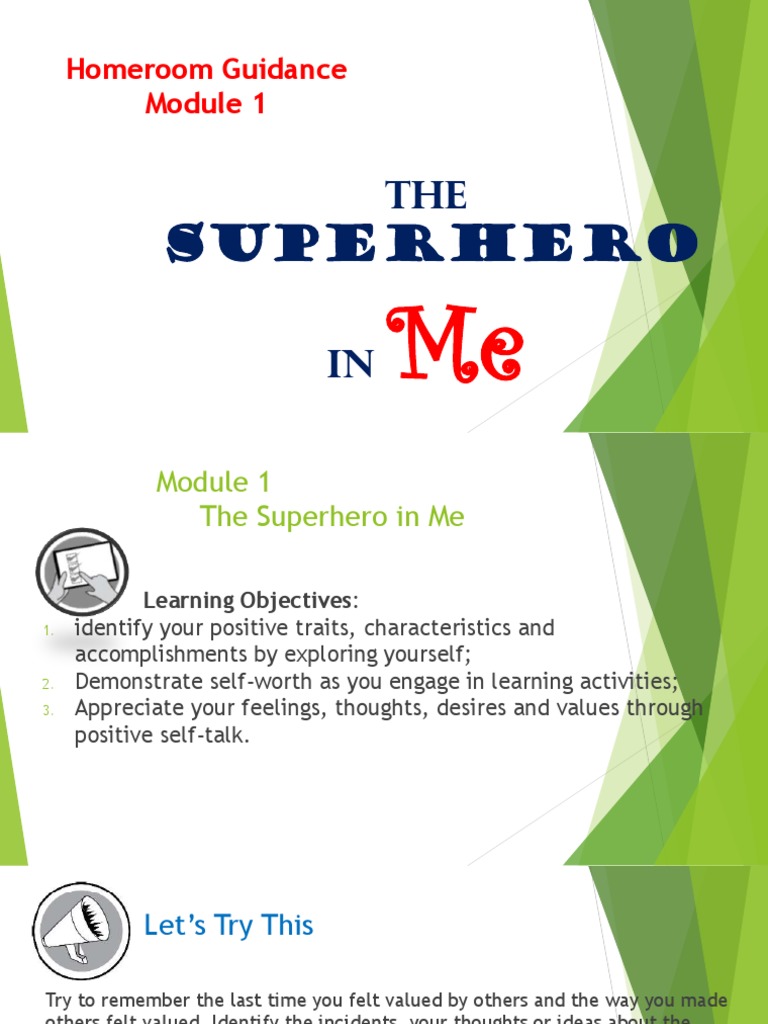 Homeroom Guidance: Superhero | PDF | Self Esteem | Behavior Modification