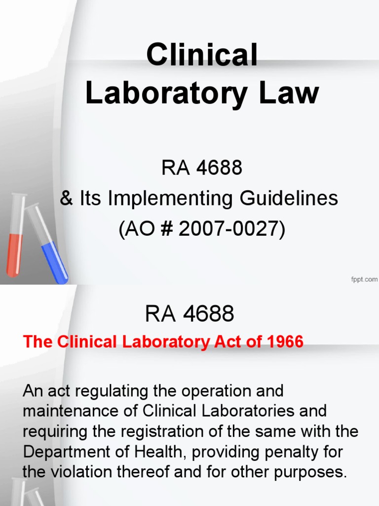 Week 3 RA 4688 - Clinical-Laboratory-Law | PDF | Pathology | Medical ...