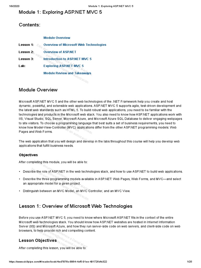 Contents:: Module Overview Overview of Microsoft Web Technologies ...