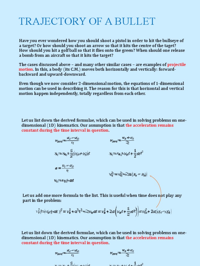 Trajectory of A Bullet | PDF | Euclidean Vector | Acceleration