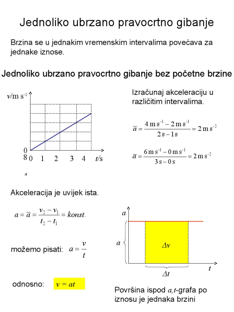 7 Jednoliko Ubrzano Pravocrtno Gibanje 1 | PDF