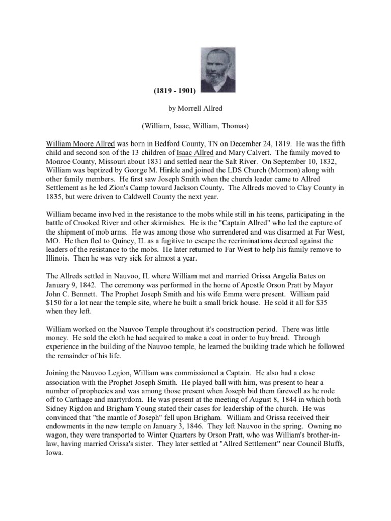 William M Allred Biography by Morell Allred | PDF | Joseph Smith | Brigham Young