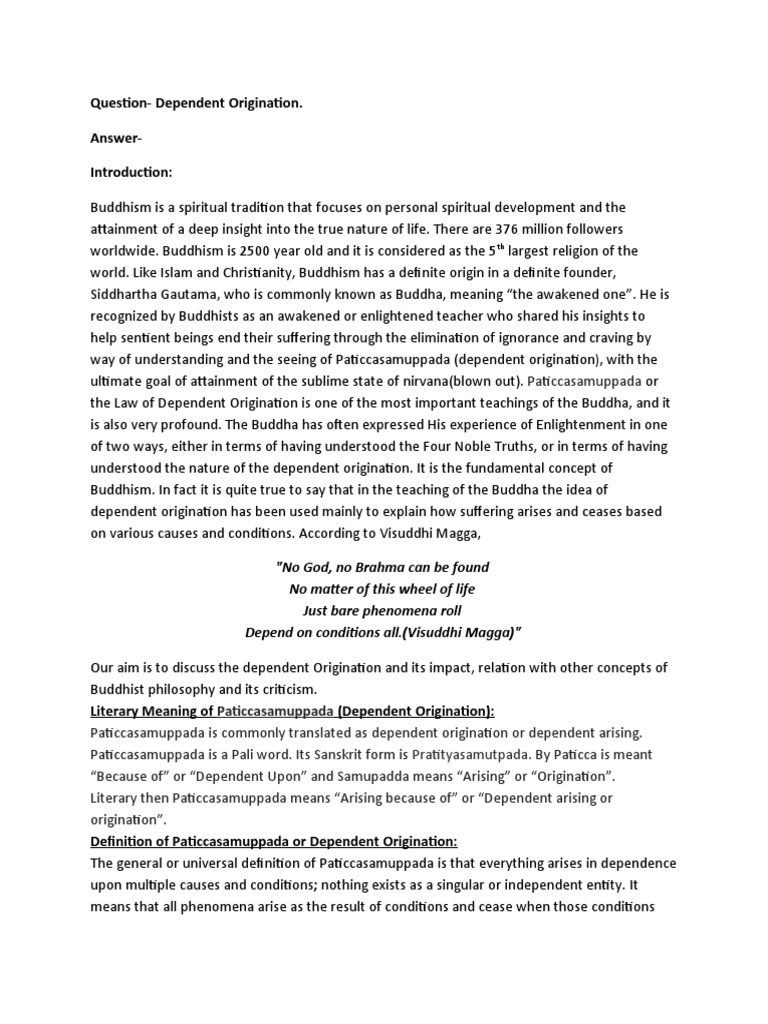 Understanding Dependent Origination in Buddhism | PDF | Four Noble ...