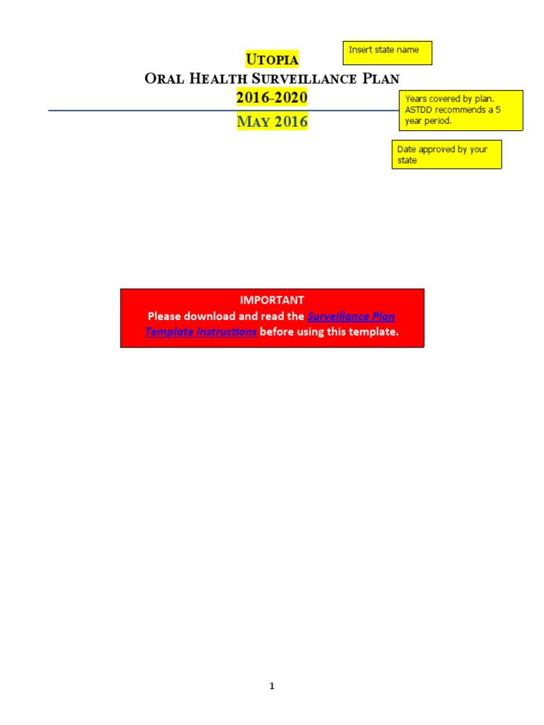 Surveillance Plan Template May 2016 | PDF | Dentistry | Health ...