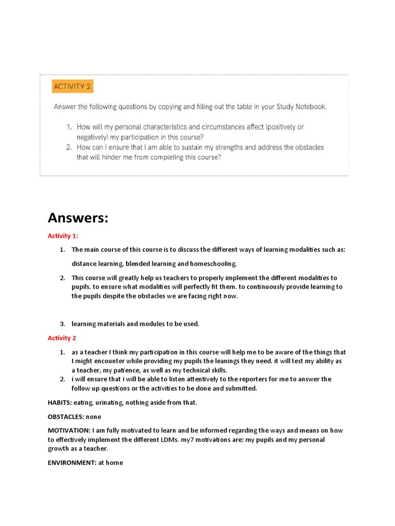 Answers:: Activity 1 | PDF