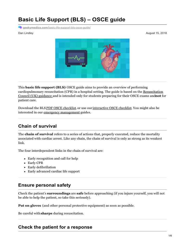 BLS OSCE Guide for Hospital CPR | PDF | Cardiopulmonary Resuscitation ...