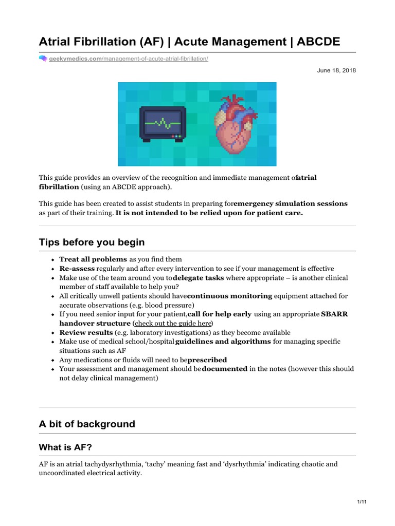 Atrial Fibrillation AF Acute Management ABCDE | PDF | Heart | Clinical ...