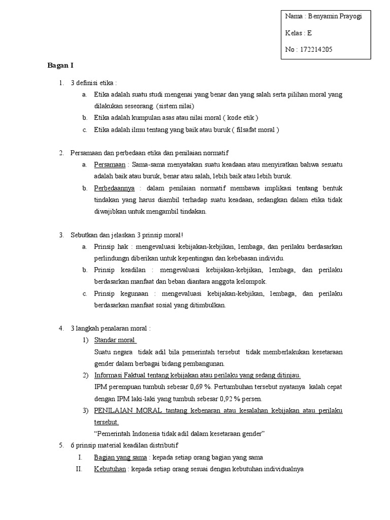 Definisi dan Prinsip Etika Moral | PDF