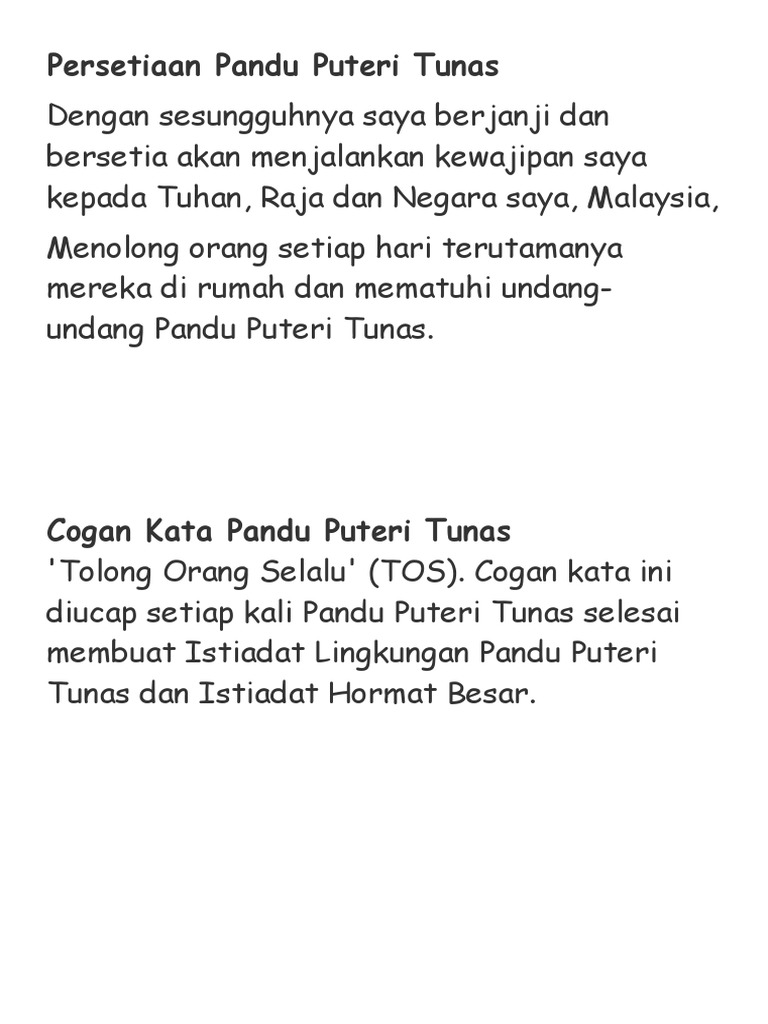 Pandu Puteri Tunas Cogan Kata dan Kumpulan | PDF