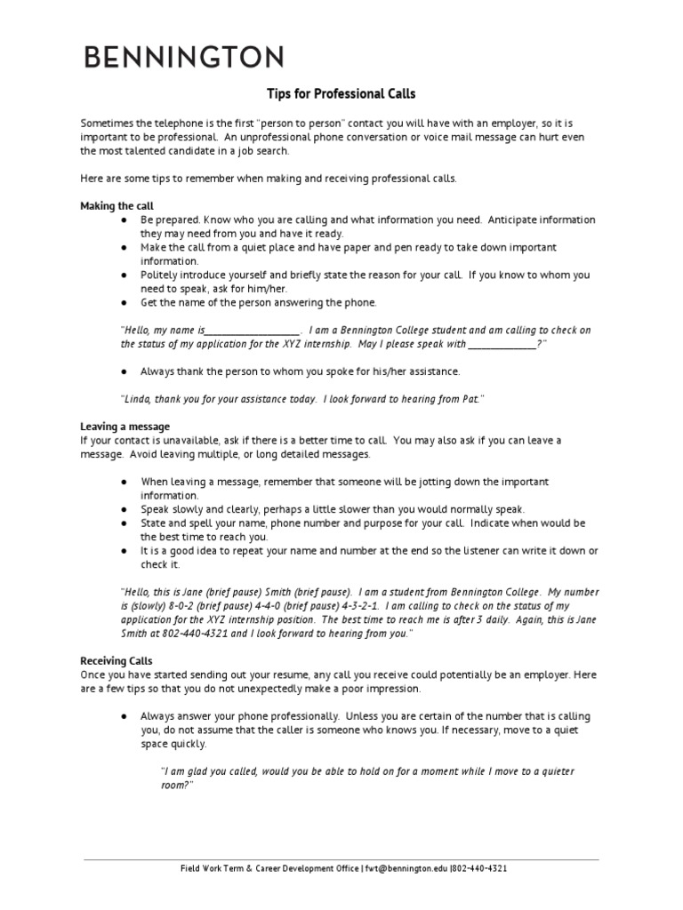 Tips For Professional Calls: Making The Call | PDF | Voicemail ...