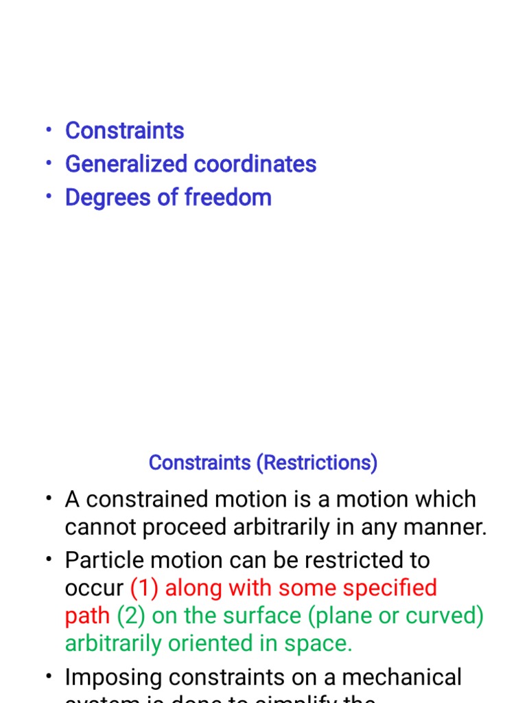 Constraints-Generalized Coordinates | PDF | Coordinate System ...