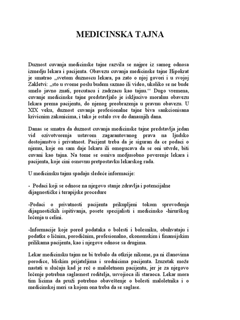 Medicinska Tajna | PDF Medicinska Tajna | PDF