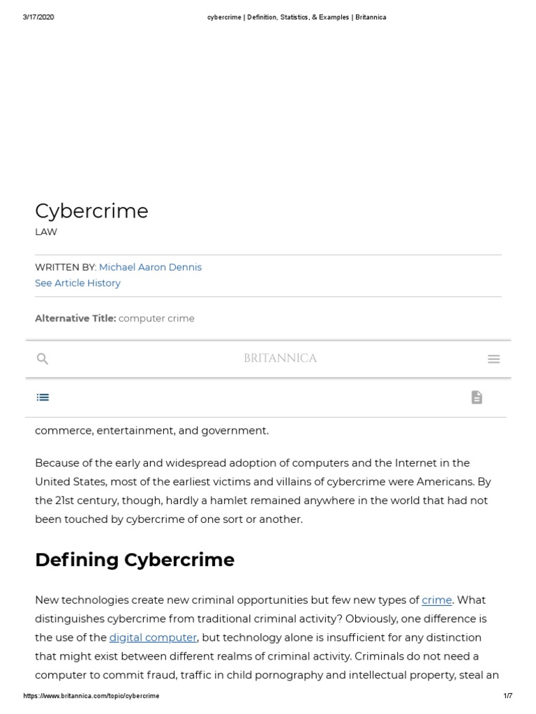 Cybercrime - Definition, Statistics, & Examples - Britannica | PDF