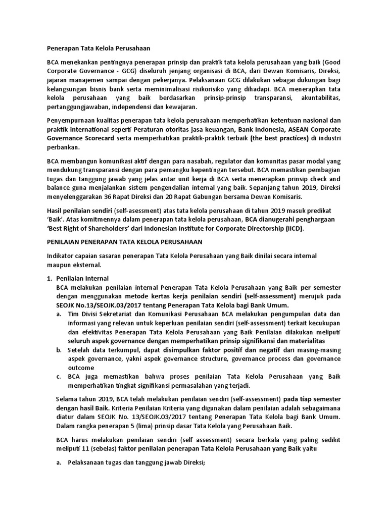 Penilaian Dan Rekomendasi - BBCA | PDF