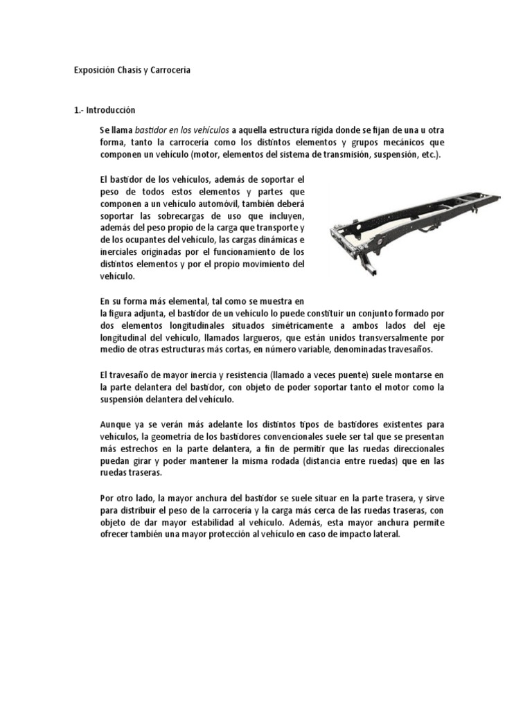 Tipos de Chasis Automotriz y Sus Ventajas | PDF | Vehículos terrestres ...