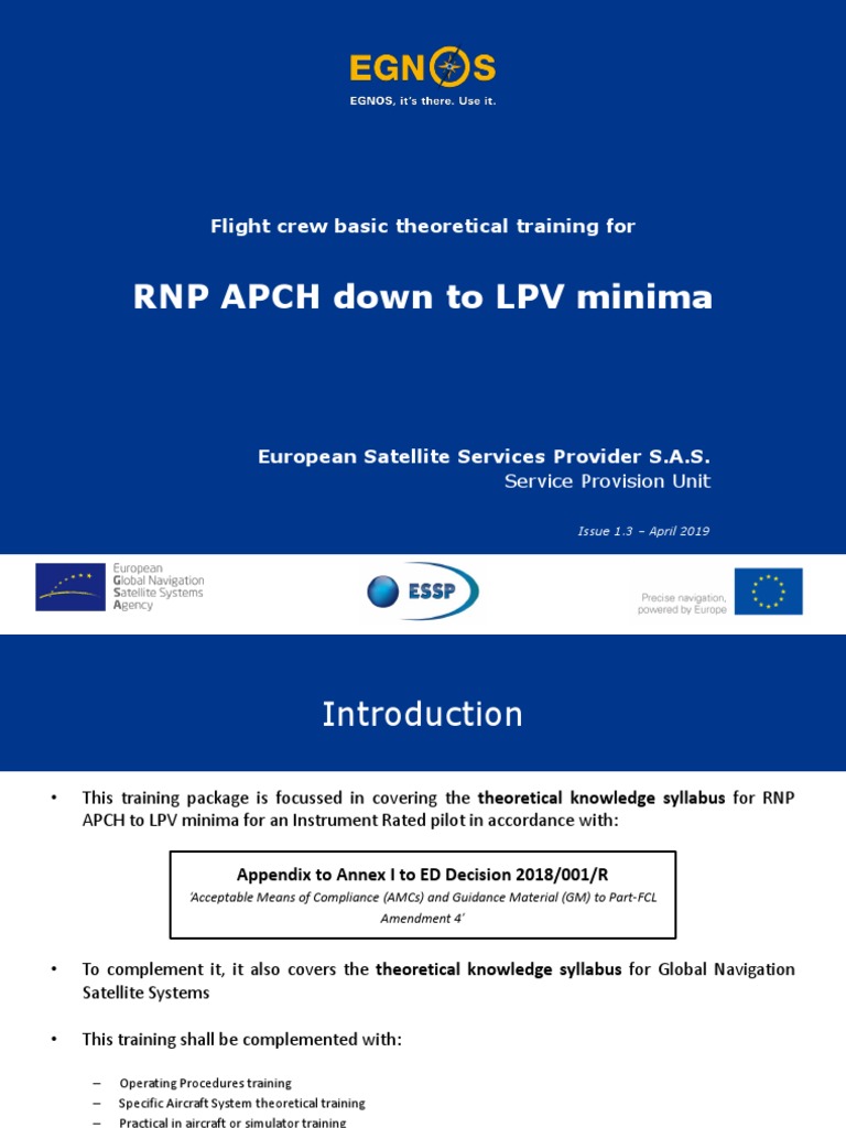 RNP APCH Down To LPV Minima: Flight Crew Basic Theoretical Training For ...