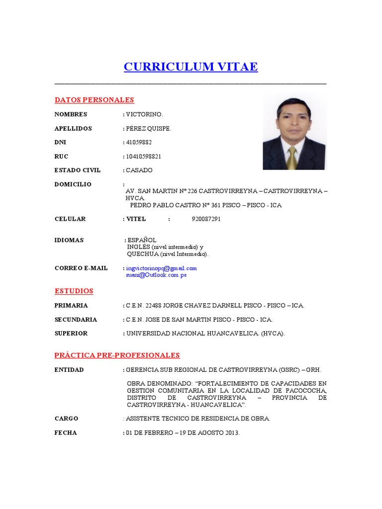 CV Victorino 2020 Final | PDF | Presupuesto | Perú
