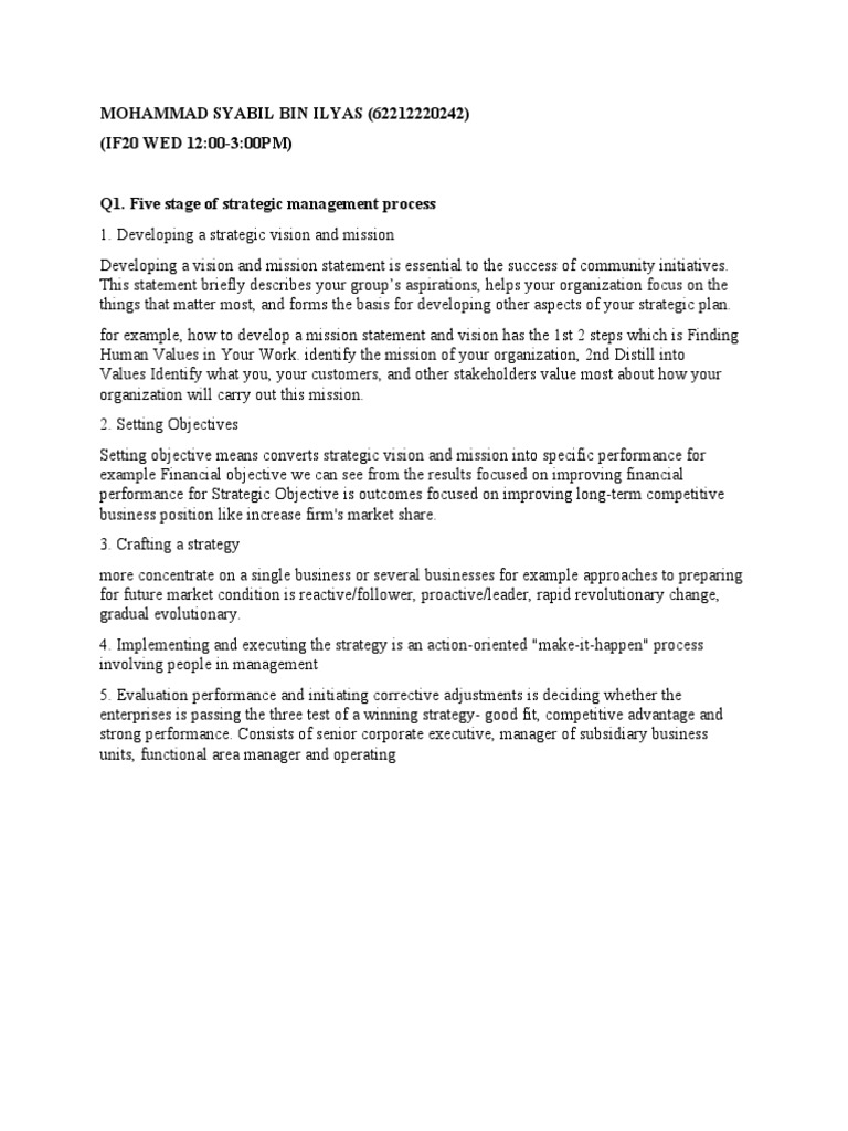 Five Stages of Strategic Management Process. | PDF | Value (Economics ...