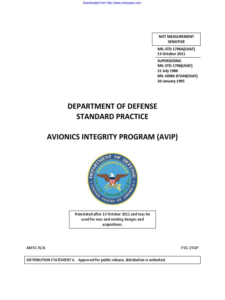 Department of Defense Standard Practice Avionics Integrity Program ...