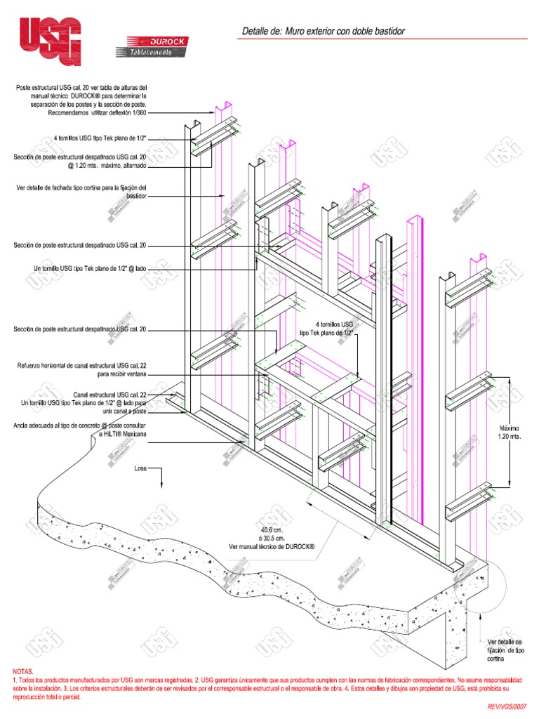 Durock Technical Guide Muro Exterior Con Doble Bastidor Es Mex PDF | PDF