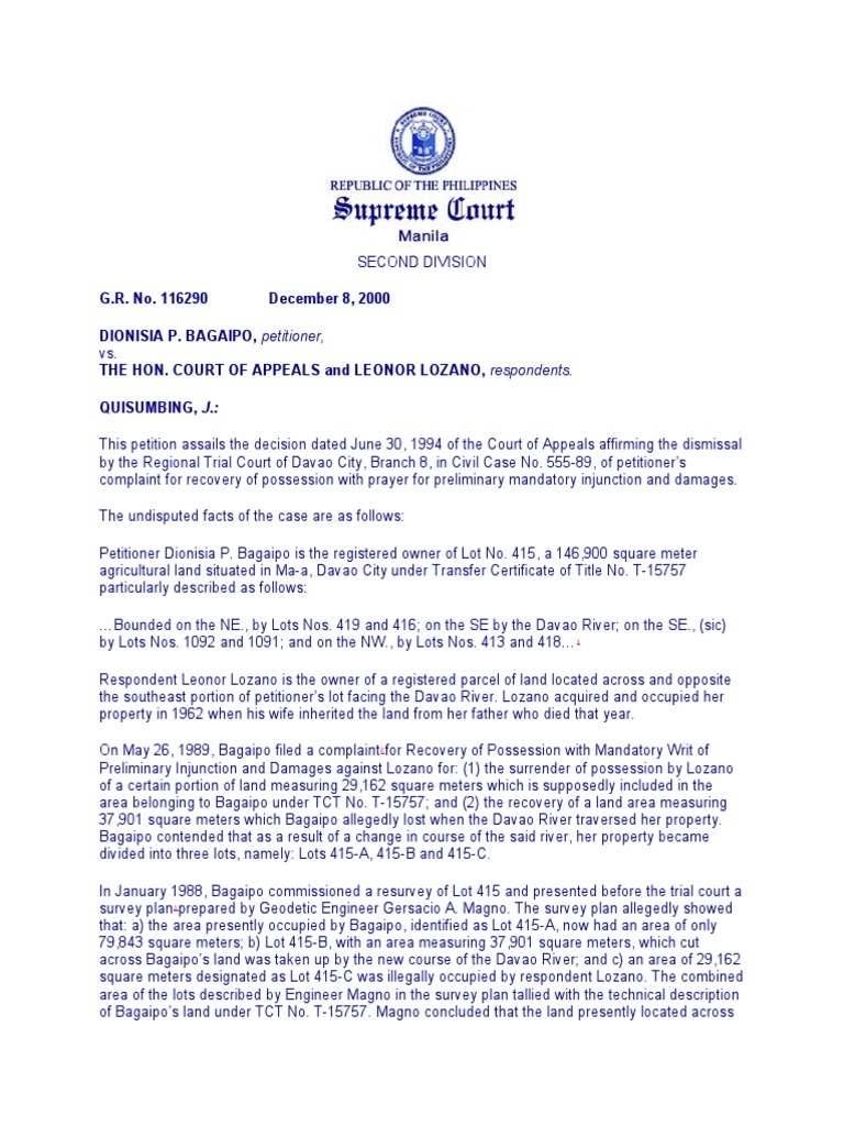 Bagaipo Vs CA 116290 | PDF