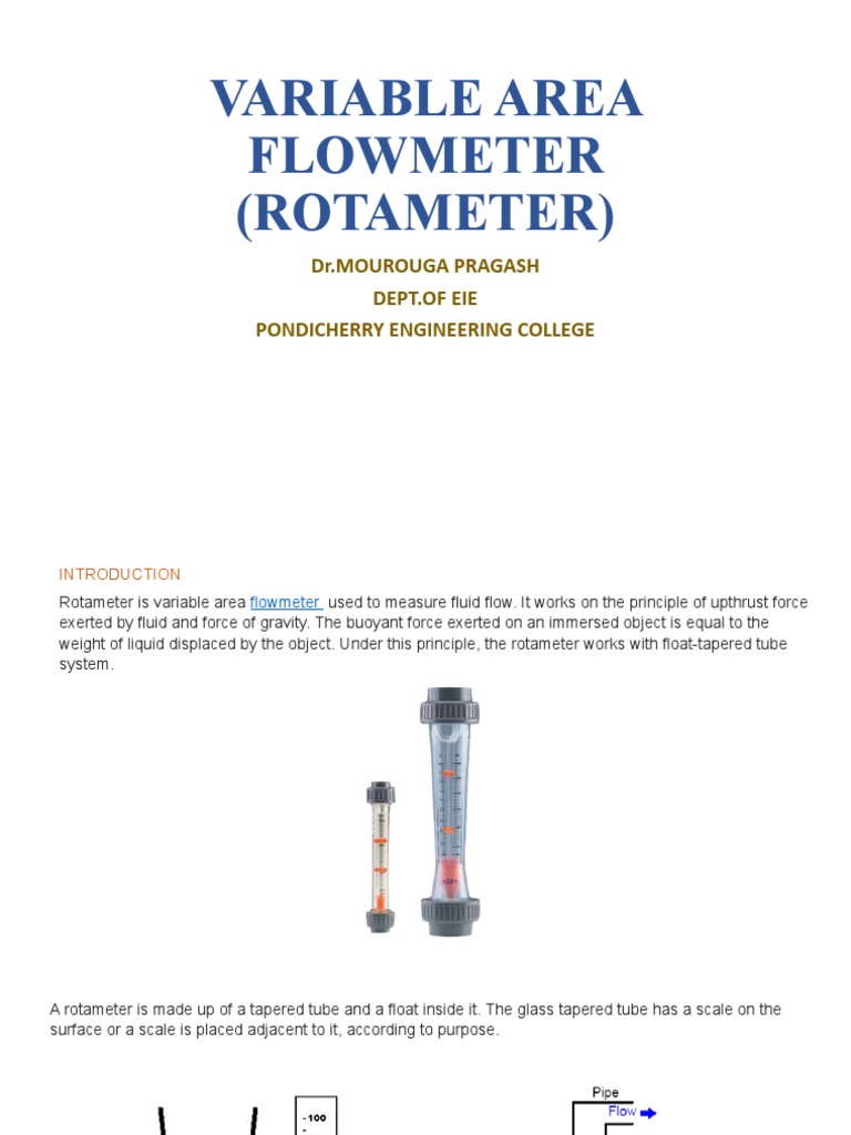 Rotameter: Variable Area Flowmeter Guide | PDF | Buoyancy | Flow Measurement