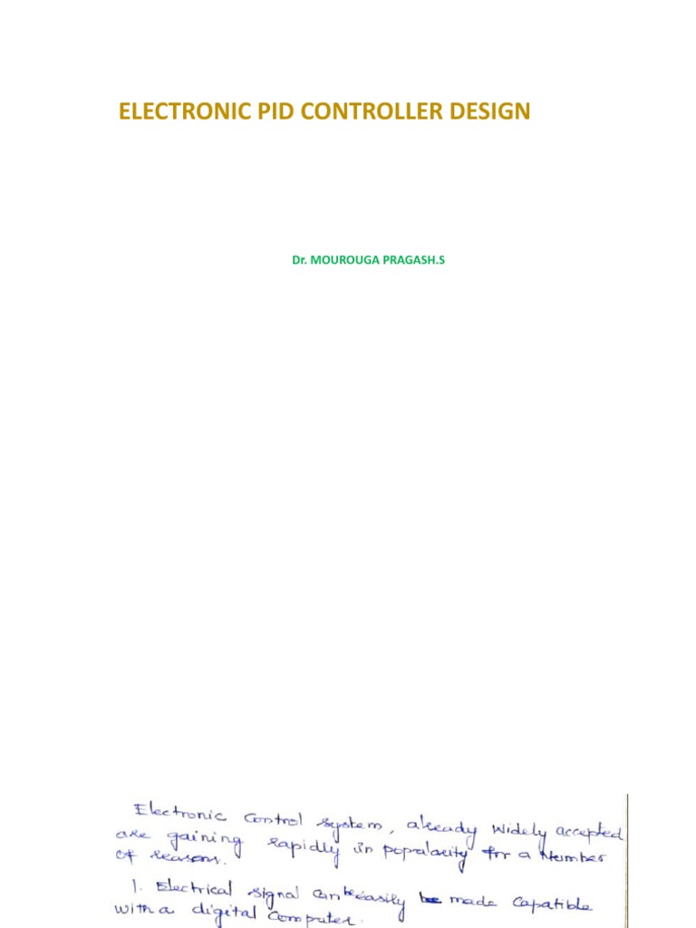 Electronic Pid Controller Design: Dr. Mourouga Pragash.S | PDF ...