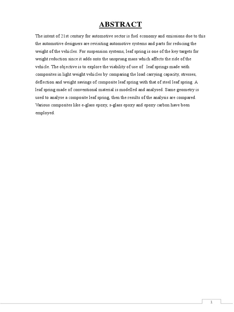 Leaf Spring Project PDF | PDF | Composite Material | Stress (Mechanics)