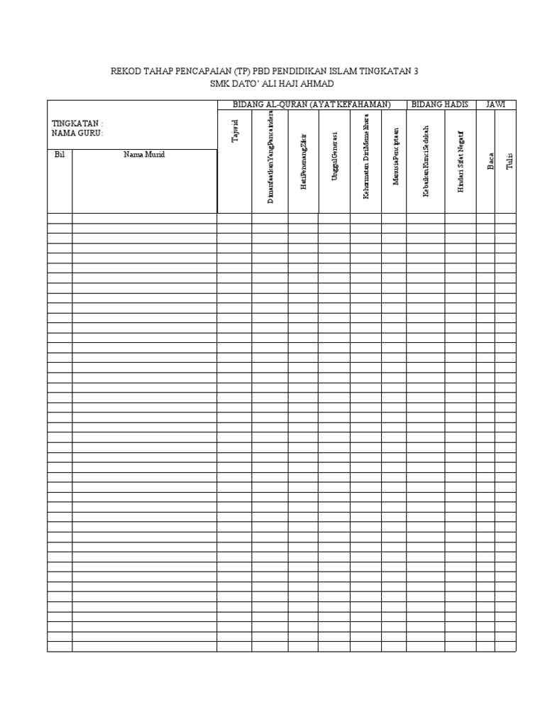 Borang Rekod TP PBD T3 | PDF