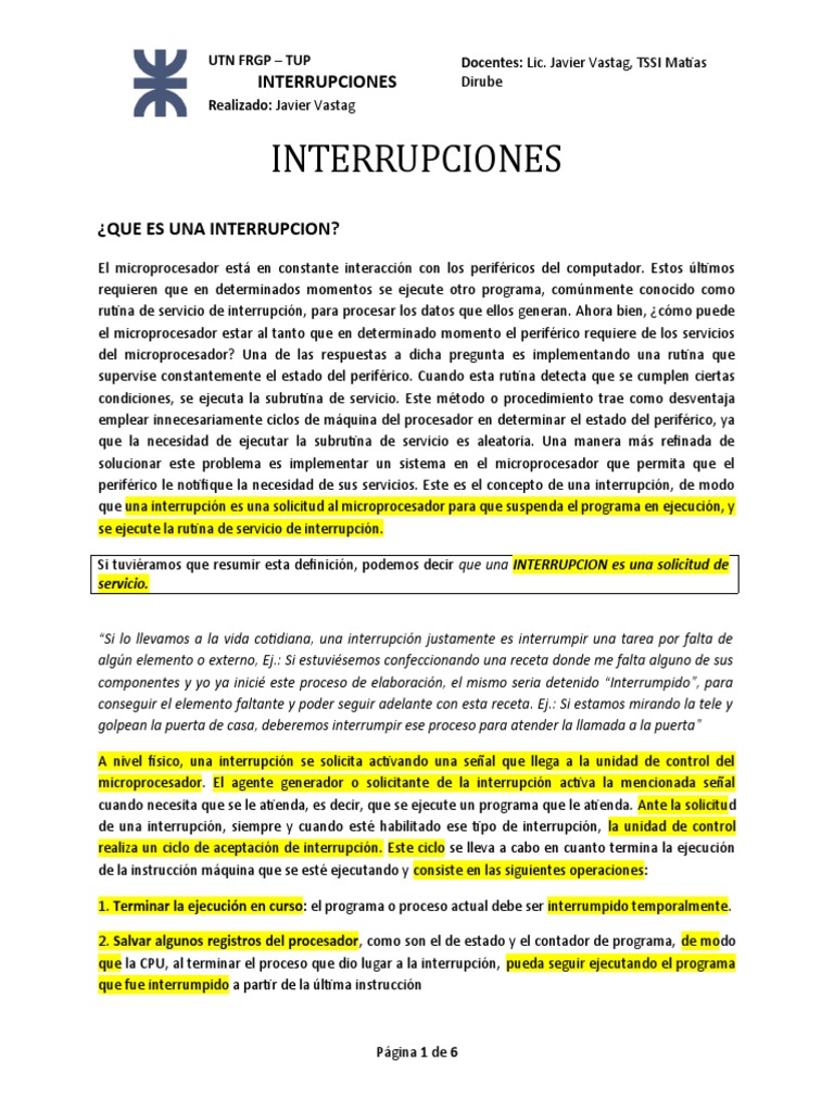 Interrupciones | PDF | Sistema operativo | Programa de computadora