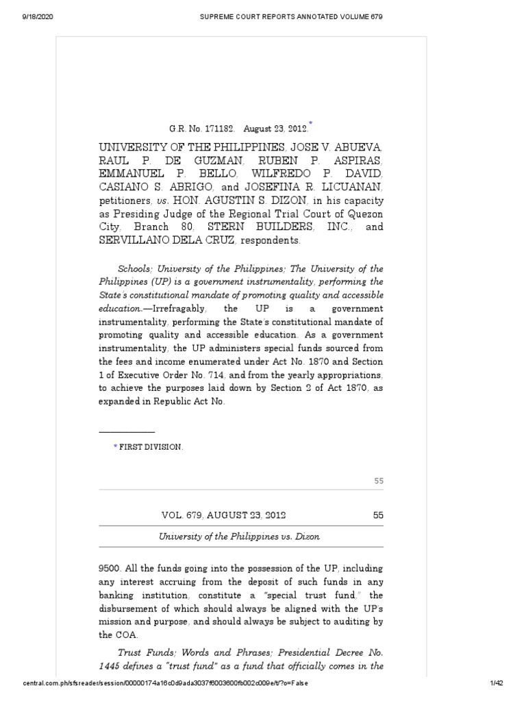 UP vs. Dizon | PDF | Judgment (Law) | Certiorari