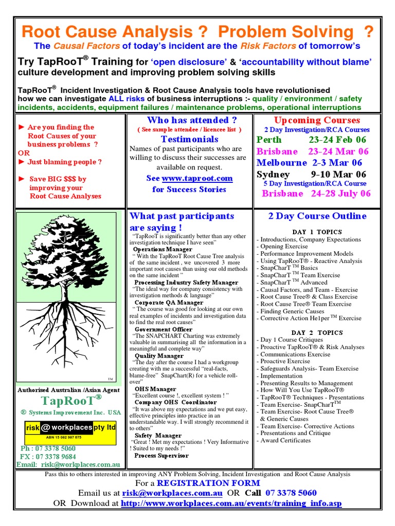 Root Cause Analysis ? Problem Solving ?: Try Taproot Training | PDF ...