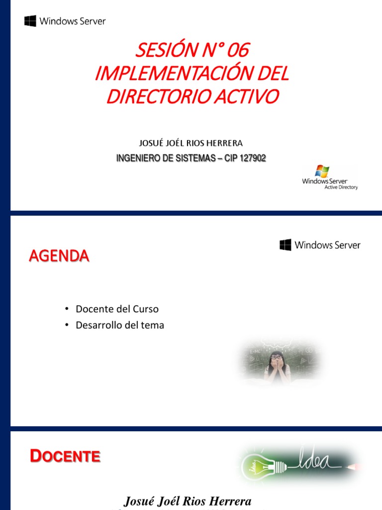 6 Sesión #06 - Implementación Del Directorio Activo | PDF | Directorio Activo | Estándares de red