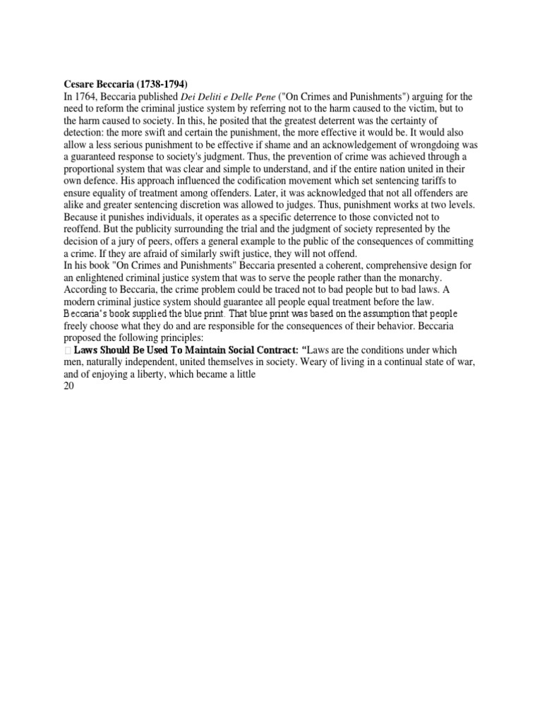 Beccaria's Principles of Criminal Justice | PDF | Deviance (Sociology ...