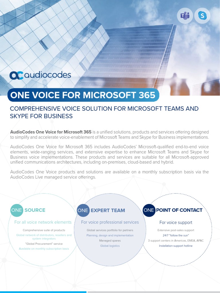Audiocodes One Voice For Microsoft 365 Microsoft Teams Skype For ...
