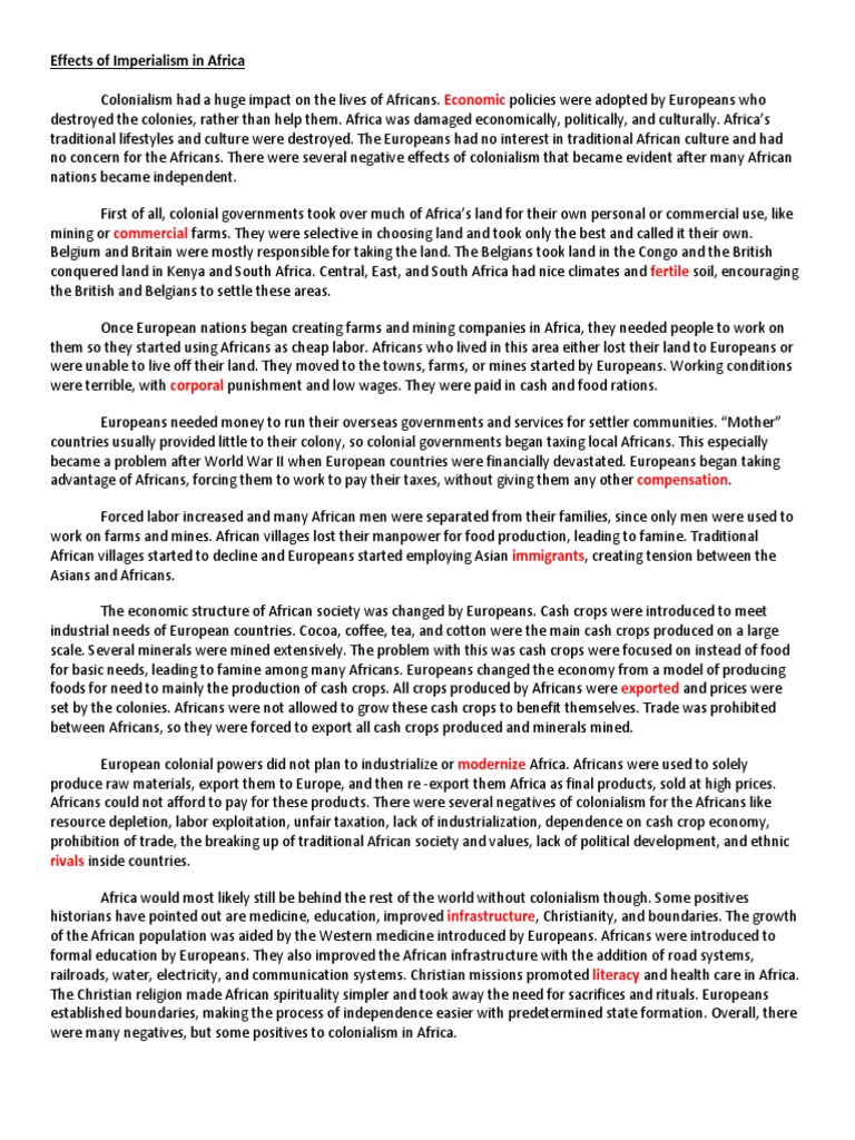 Colonialism's Impact on Africa | PDF | Cash Crop | Africa