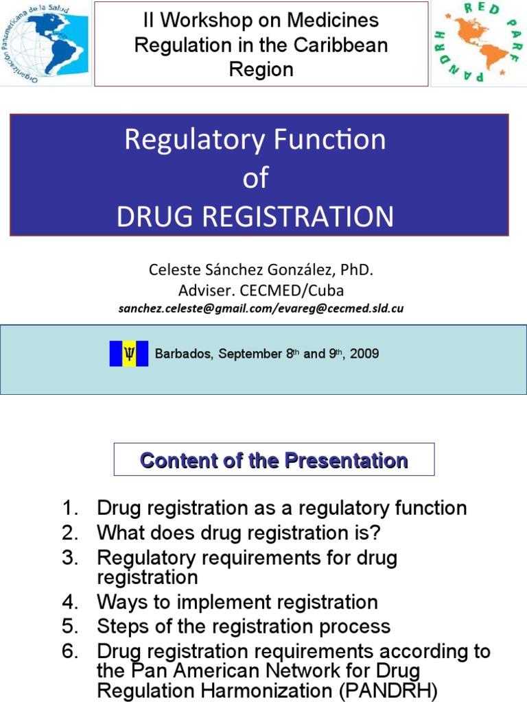 FINAL DRUG REGISTRATION For Barbados - Pps | PDF | Medicinal Chemistry | Pharmacology