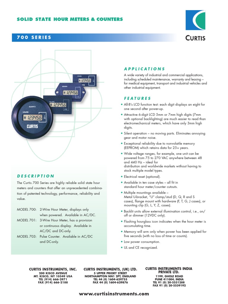 700 Series: Solid State Hour Meters & Counters | PDF | Equipment ...