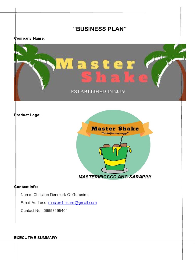 Master Shake Business Plan Overview | PDF | Marketing | Economies