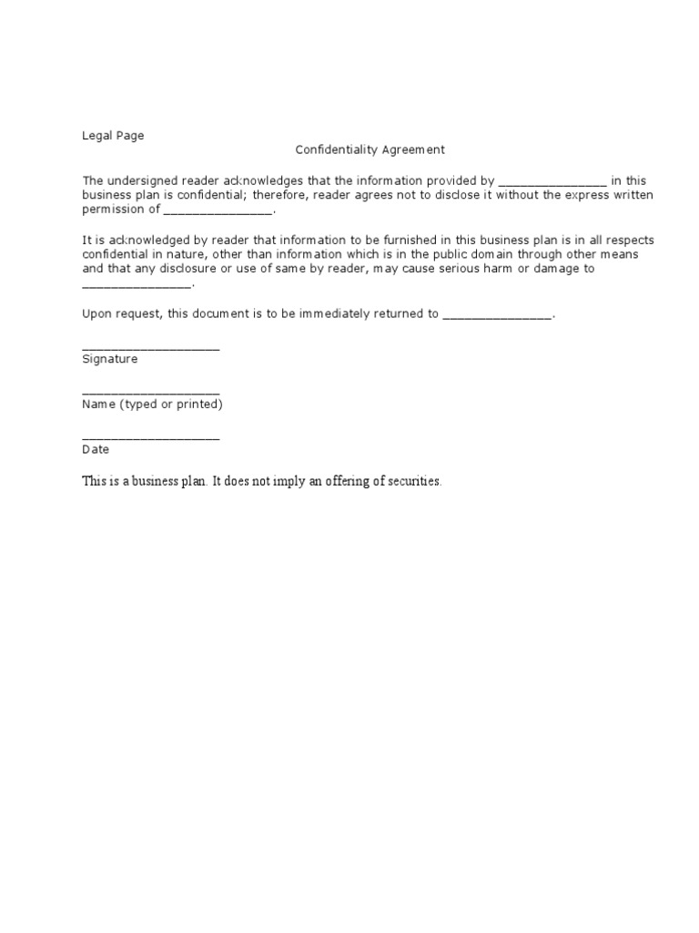Confidential Business Plan Template | PDF | Diaper | Marketing Strategy