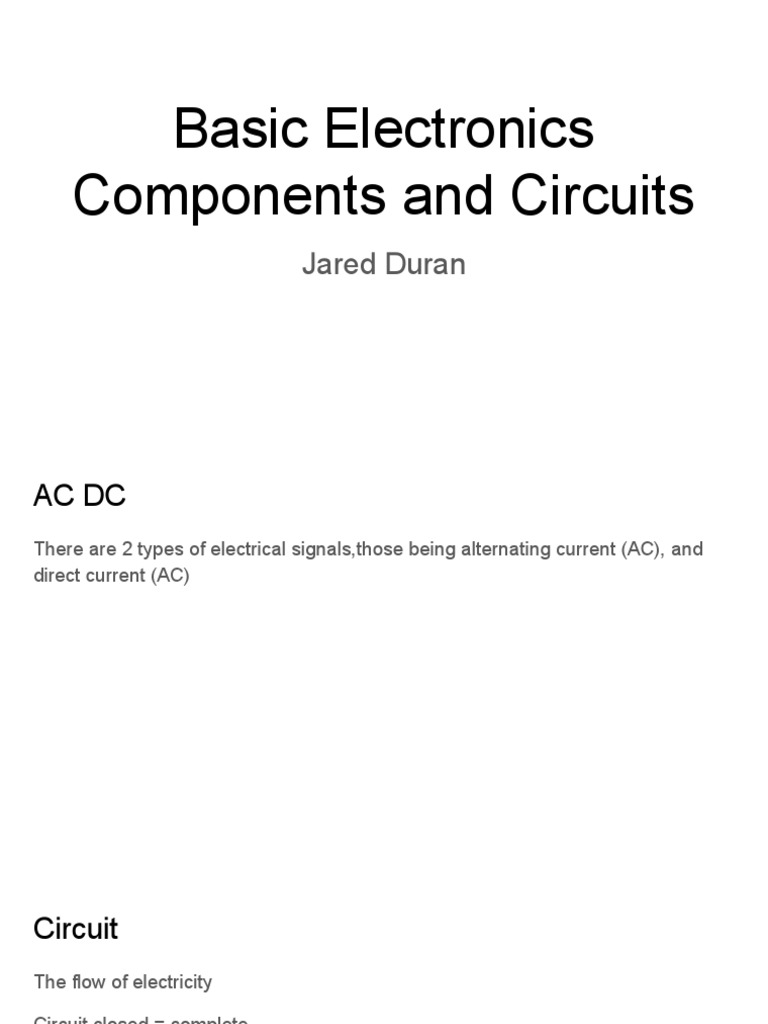 Jared Duran - Basic Electronics Components and Circuits | PDF