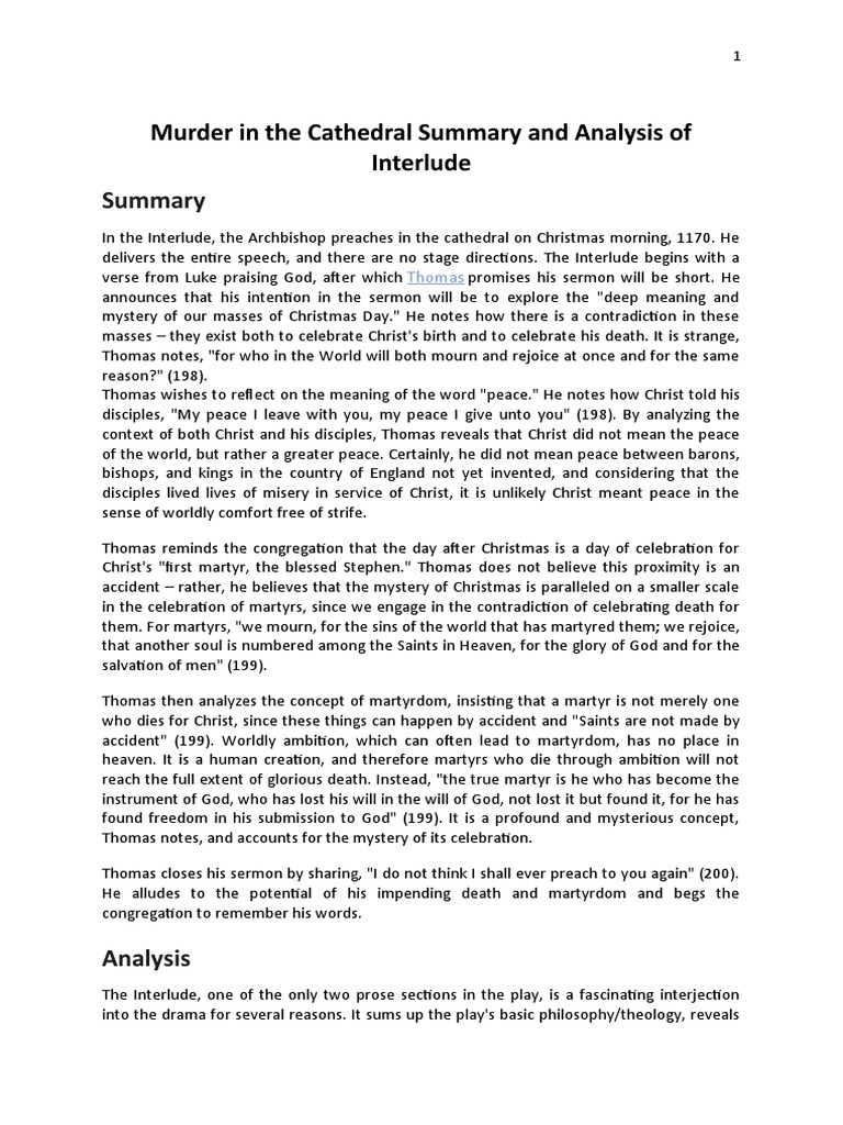 Interlude in Murder in The Cathedral | PDF | Sermon | Martyr