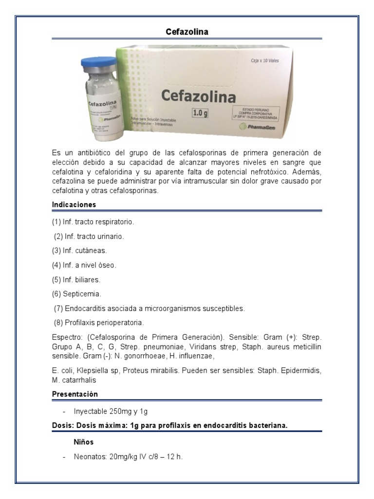 Cefazolina: Indicaciones y Dosis | PDF | Ciencias de la Salud ...